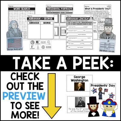 Presidents Day Activity Pack - A Dab of Glue Will Do