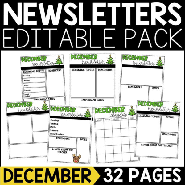December Newsletter Editable Pack - A Dab of Glue Will Do