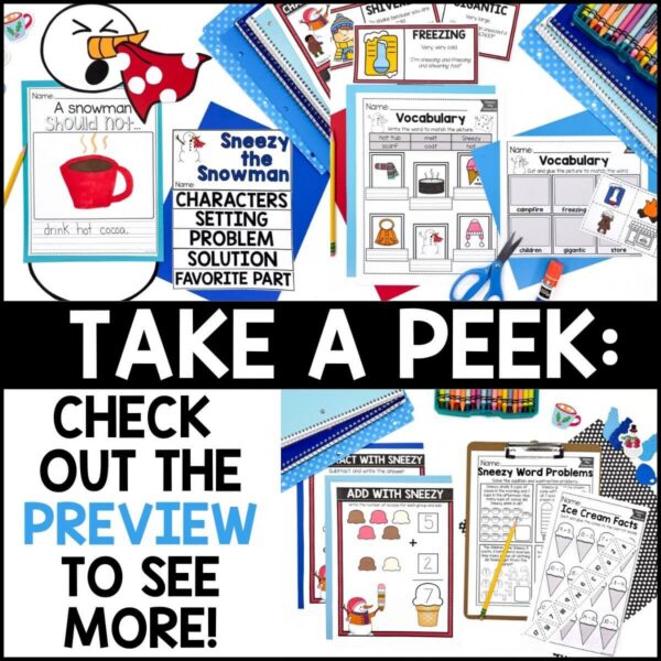 Sneezy the Snowman Book Activities - A Dab of Glue Will Do