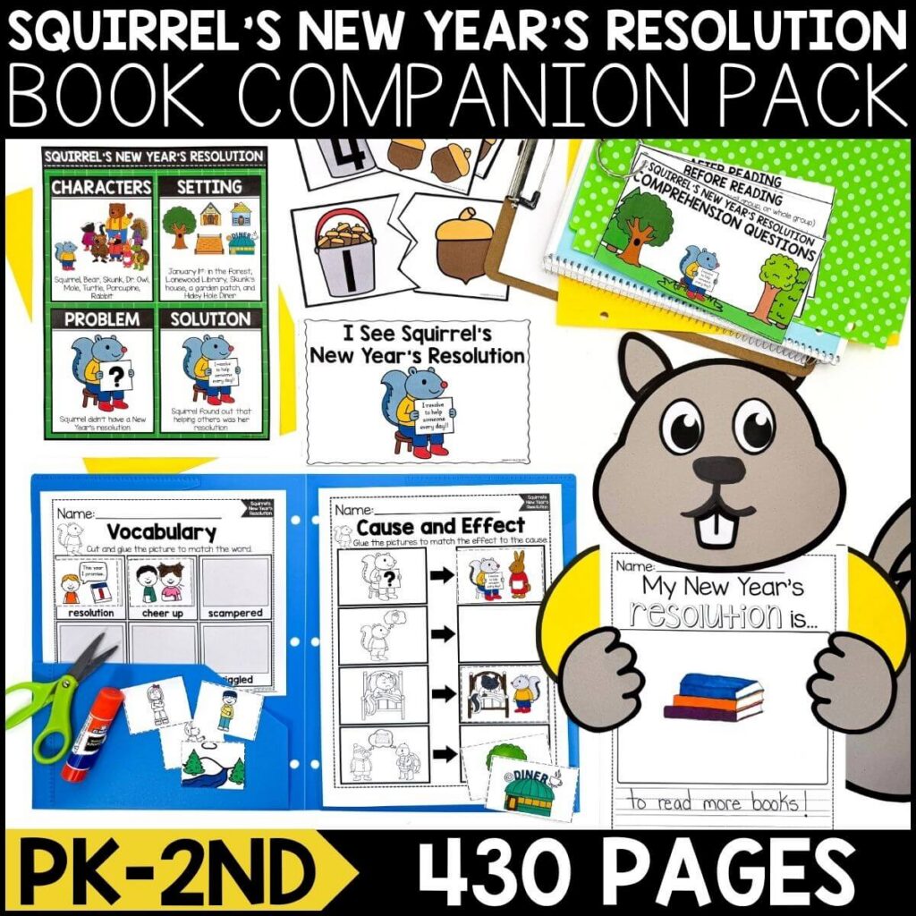 Squirrels New Years Resolution Book Activities - A Dab of Glue Will Do