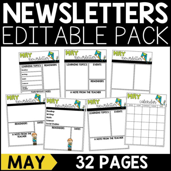 May Newsletter Editable Pack - A Dab of Glue Will Do