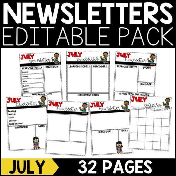 July Newsletter Editable Pack - A Dab of Glue Will Do
